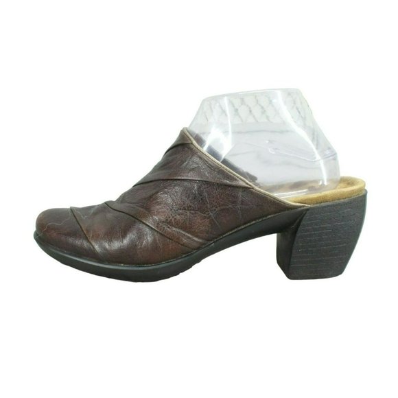 Romika | Shoes | Romika Brown Leather Slip On Round Toe Casual Heel Clog Mules Size 85 | Poshmark